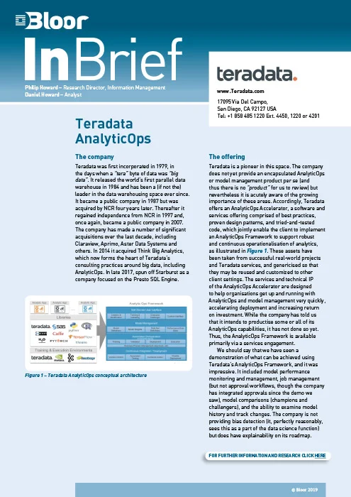 Teradata AnalyticOps - Bloor Research