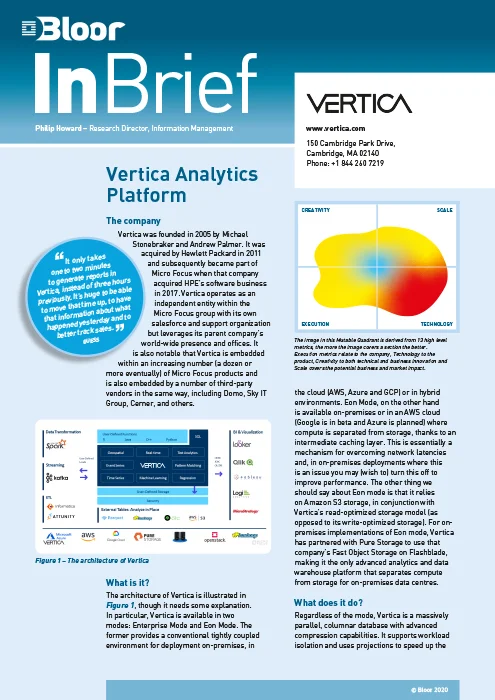 Vertica Analytics Platform (2020) - Bloor Research